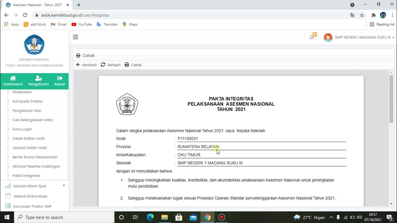 CARA MEMBUAT DAN UPLOAD PAKTA INTEGRITAS ANBK 2021 - YouTube