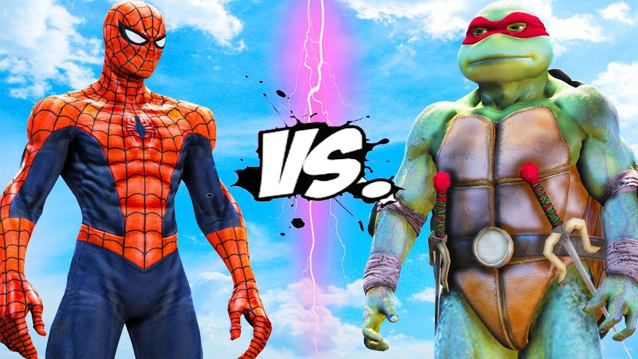 SPIDERMAN VS RAPHAEL - TEENAGE MUTANT NINJA TURTLES VS SPIDER-MAN - YouTube