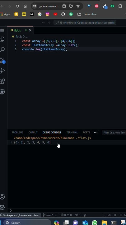 In One Line Flatten The Nested Array In Javascript 👩🏼‍💻🤯 Shorts