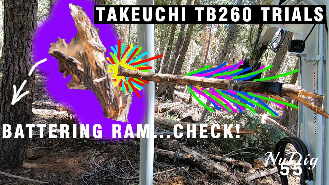 Takeuchi TB260 Trials !!!Log Lifting, Tree Felling, Battering Ram ...