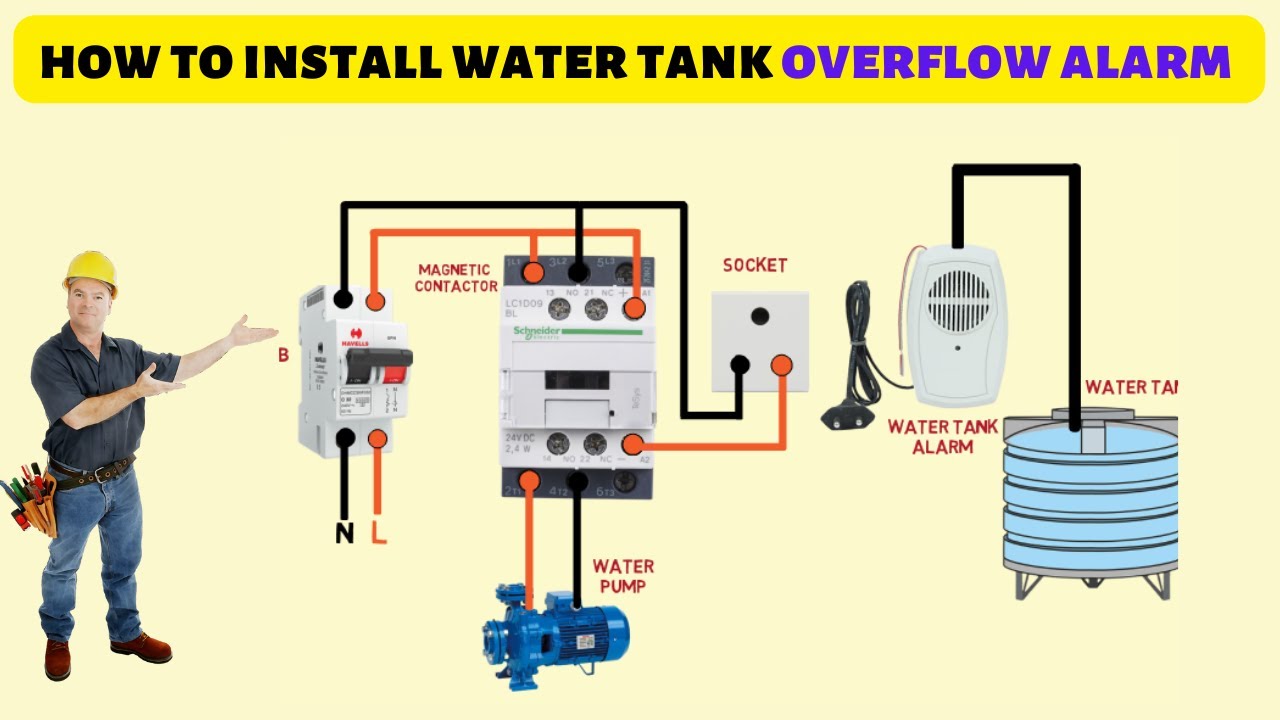 how to install water tank overflow alarm || water tank bell connection ...