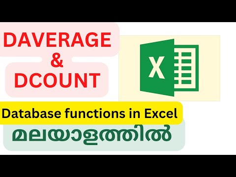 How to use DAVERAGE and DCOUNT Function in Excel full tutorial in Malayalam - YouTube