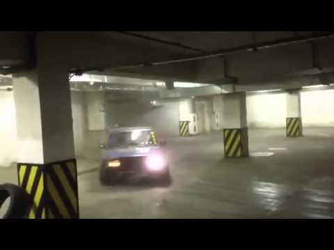 Drift fail in parking garage - YouTube