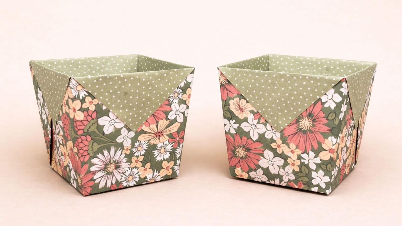 How to make a Small Cottage core Basket with paper in 2 minutes easy ...