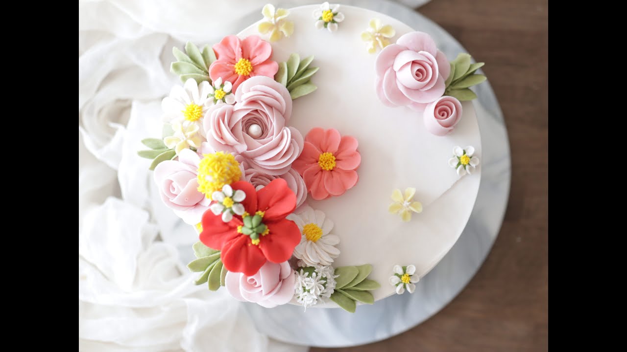 프리지아 케이크 freesia cake - YouTube