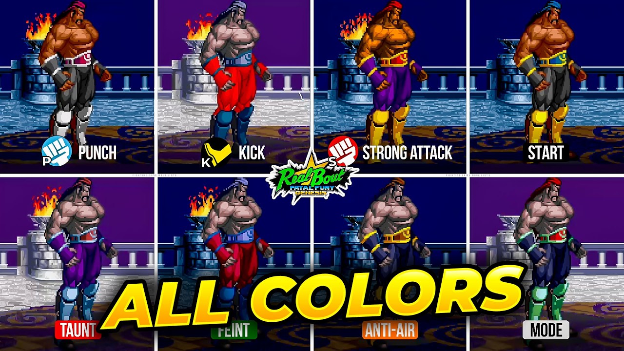 ALL CHARACTERS COLORS SIDE BY SIDE COMPARISON - Real Bout Fatal Fury ...