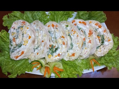 Çox dadlı severek hazırlayacagınız Yuxa salatı, rulet  ressepti