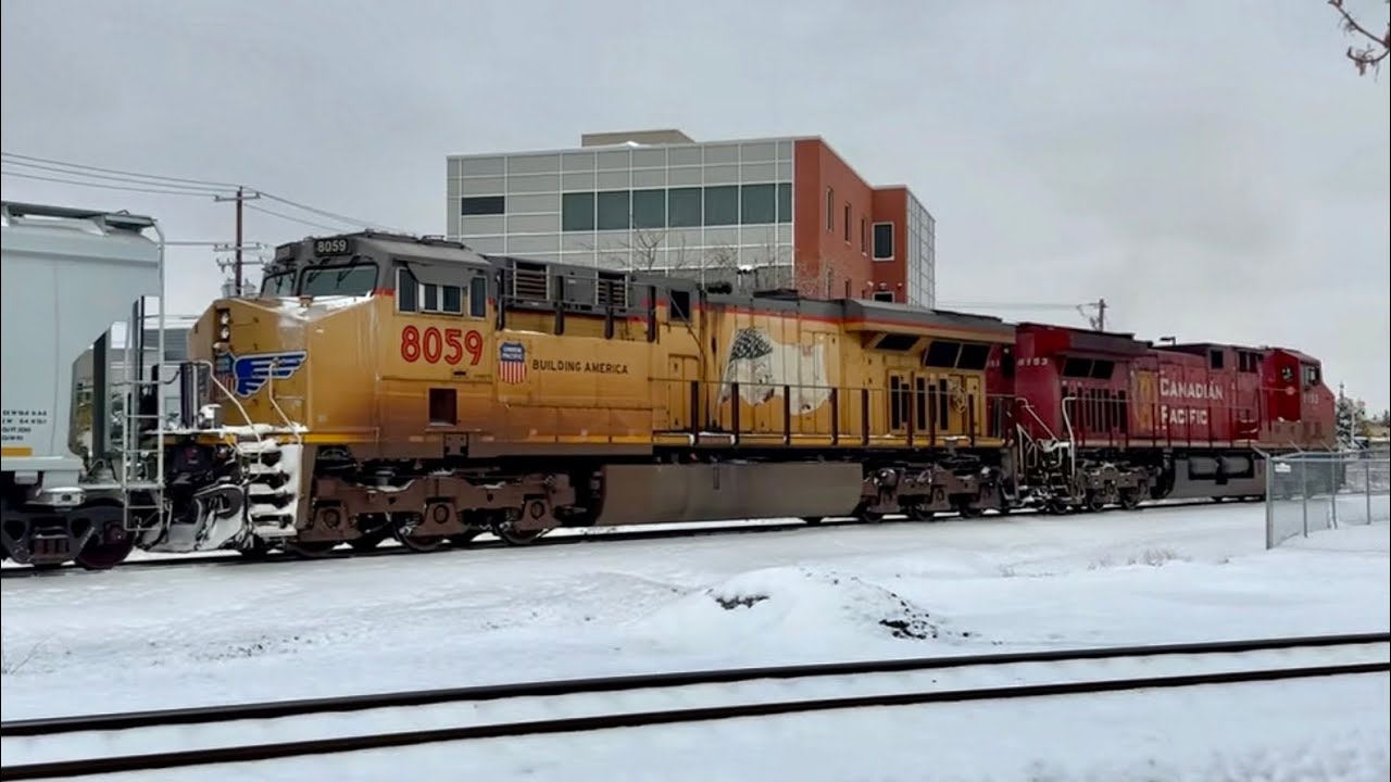 RARE! CP freight train with UP ES44AC at front and loud Horn show at ...