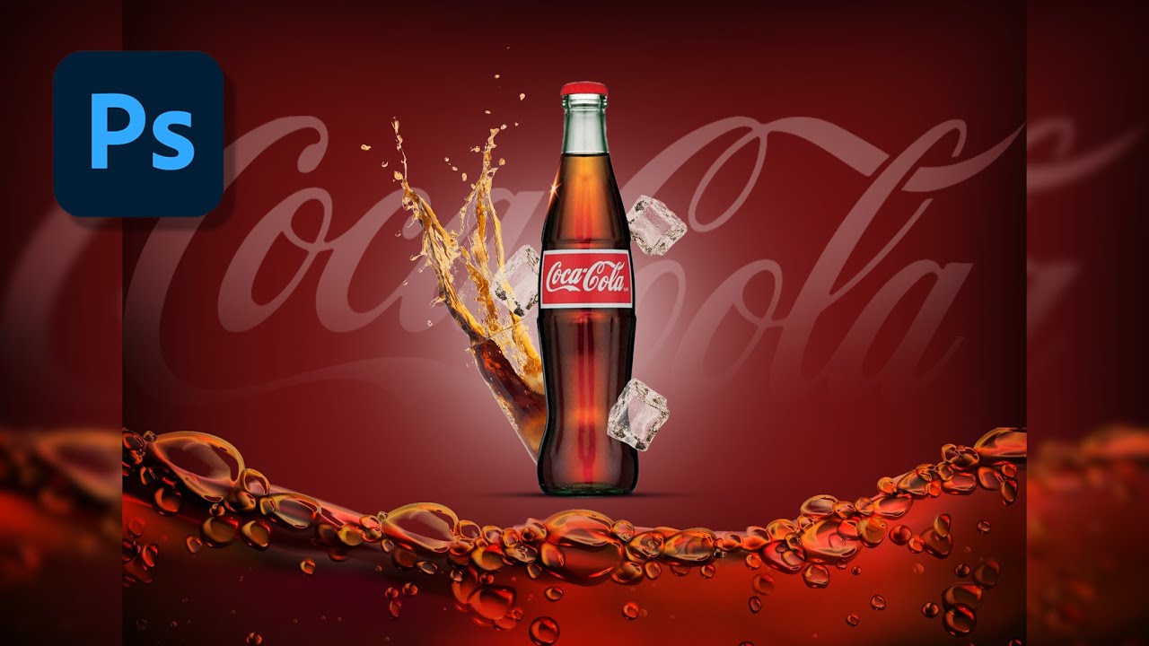 photoshop : coca-cola glass bottle poster design - YouTube