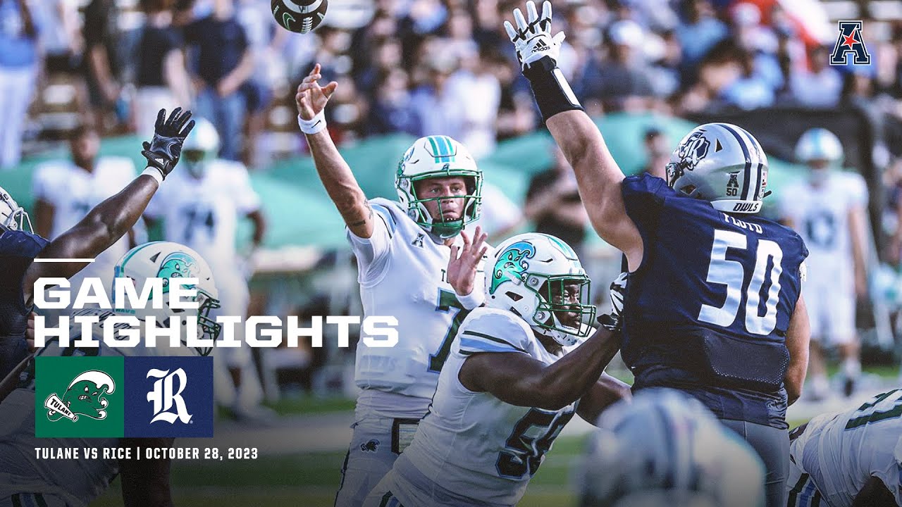 Game Highlights: #22 Tulane 30, Rice 28 Football (October 28, 2023 ...