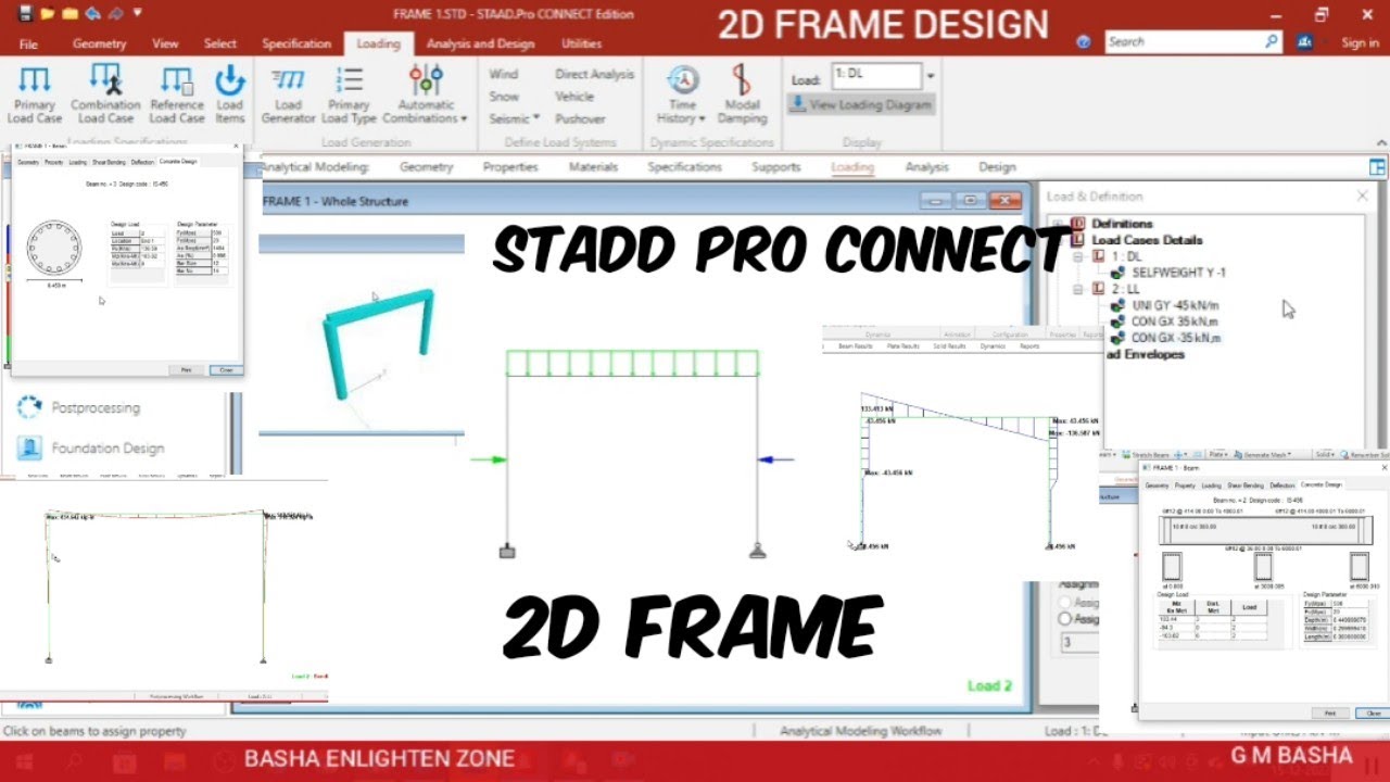 2D Frame Design and Analysis - Staad Pro Connect - YouTube