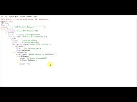 ATM Machine Python program using ‘if’ statement - YouTube