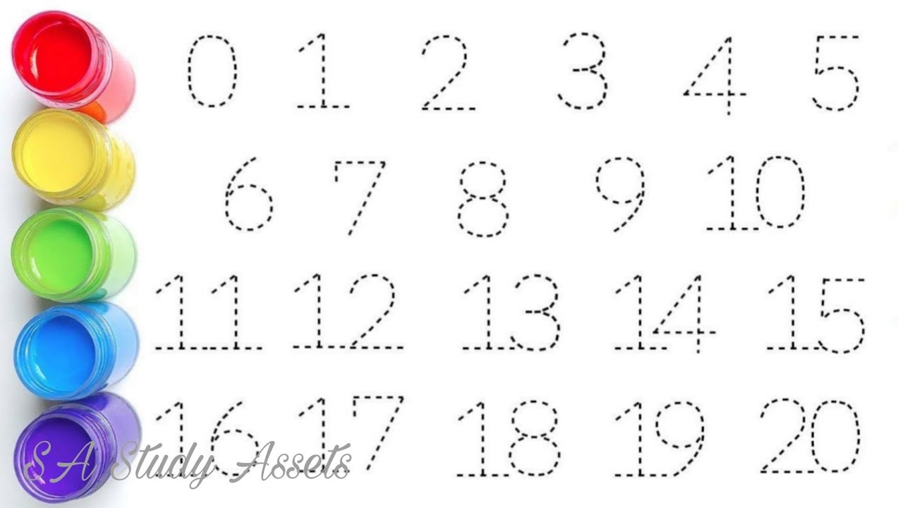 Learn to count 1 to 100, collection for writing along dotted lines, 123 ...