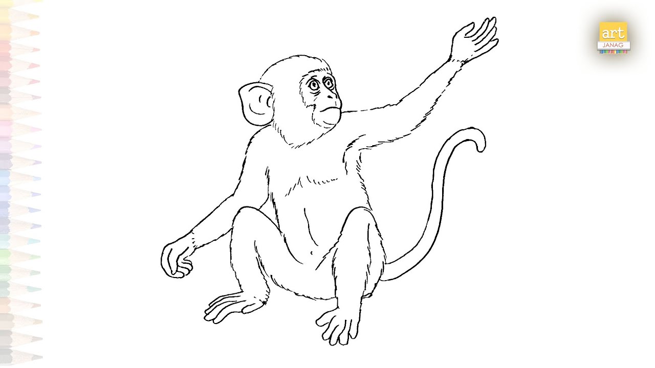 Monkey drawing easy 01 | Art tutorial | How to draw A Monkey step by ...