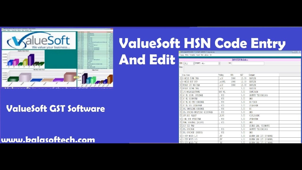 HSN Code Entry And Modify In Valuesoft Gst Software - YouTube
