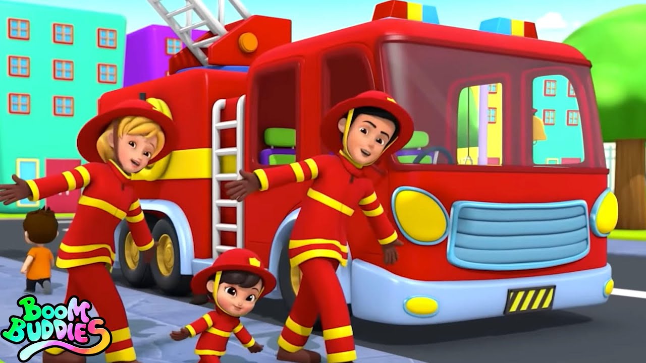 Wheels On The Firetruck, Fire Brigade Song + More Rhymes for Kids - YouTube