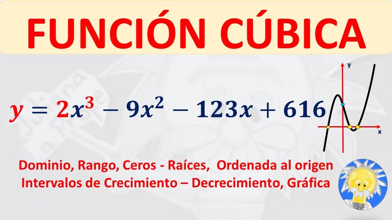 💹 FUNCIÓN CÚBICA: Dominio, Rango, Ceros - Raices - Cortes con el eje x ...