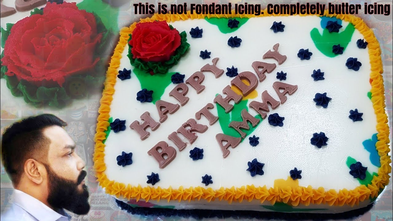 How to make a square icing cake? Simple butter icing cake design ...