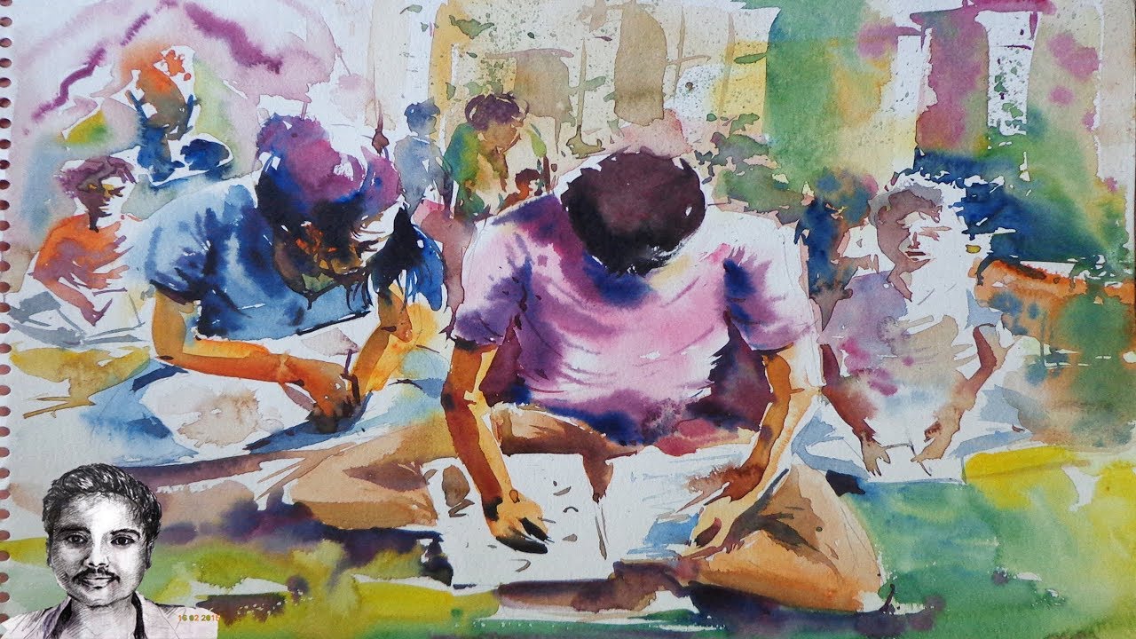 Watercolor Painting Landscape Subject for Drawing Competition - YouTube