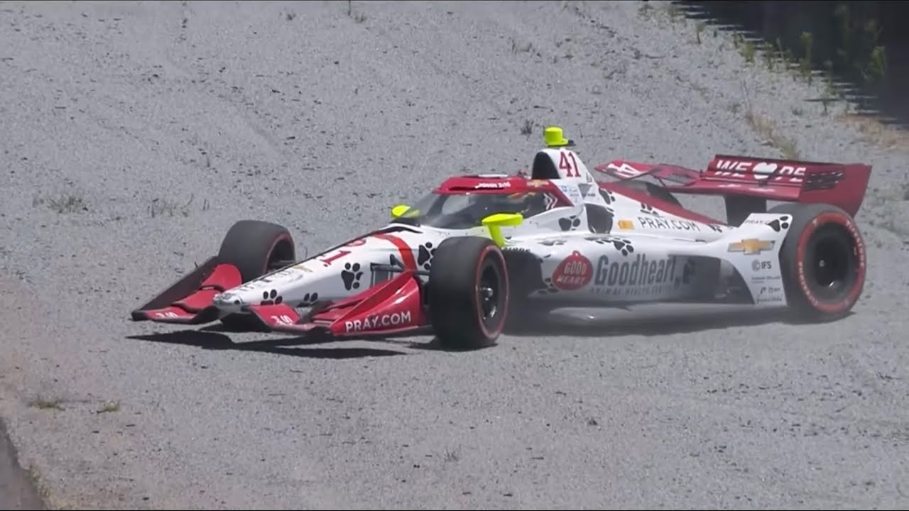 Indycar 2024 Laguna Seca WarmUp Stingray Rob Crash - YouTube