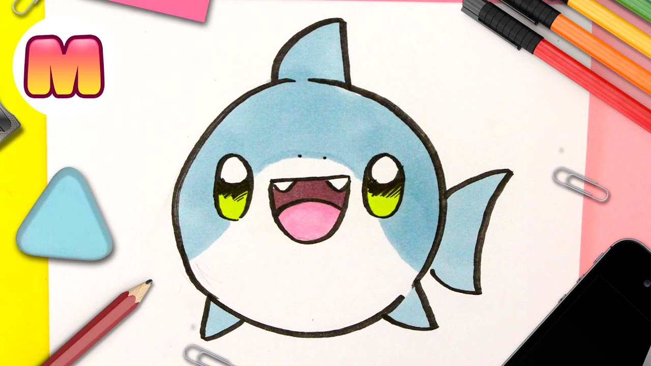Cómo Dibujar un Tiburón Kawaii 🦈 Tutorial Fácil Paso a Paso - YouTube