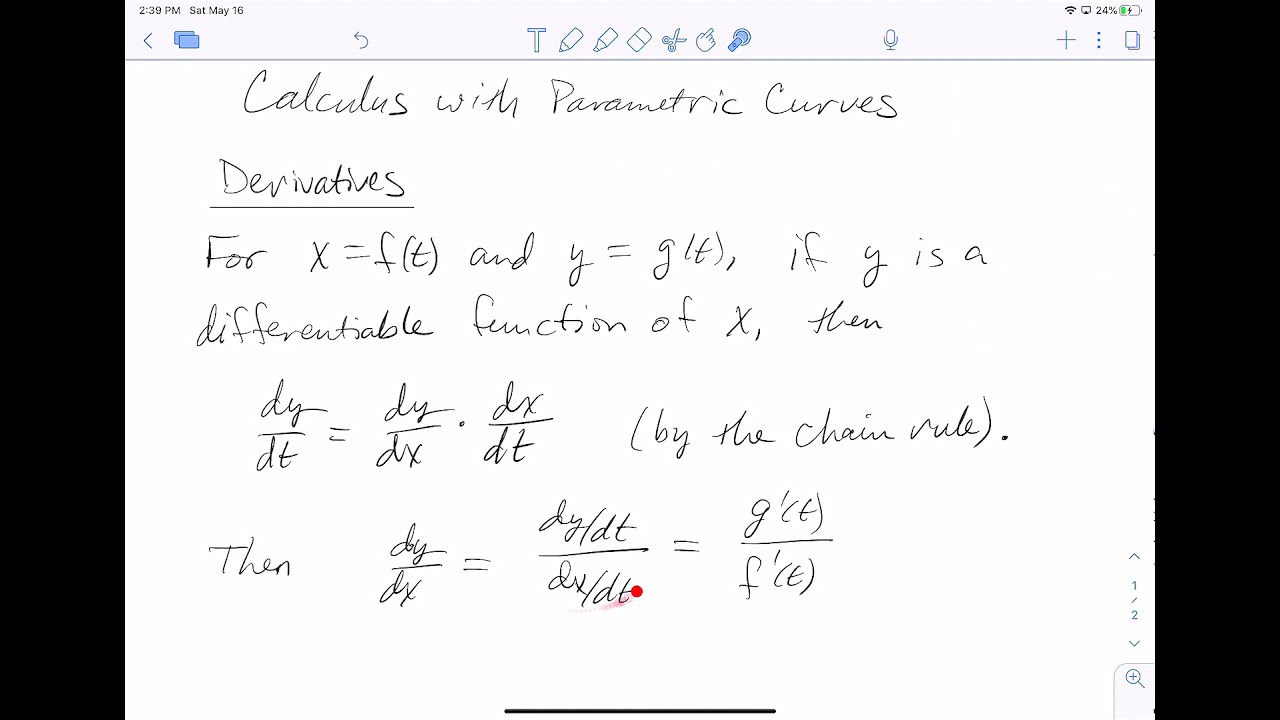 Calculus with Parametric Curves - Calculus 2 (10.2a) - YouTube