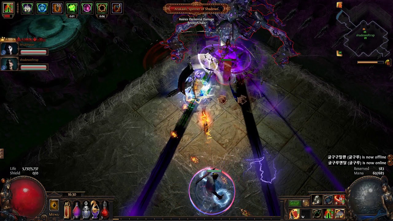PoE boss - Act 7 - Arakaali - full block cleave, Lightning trap - YouTube