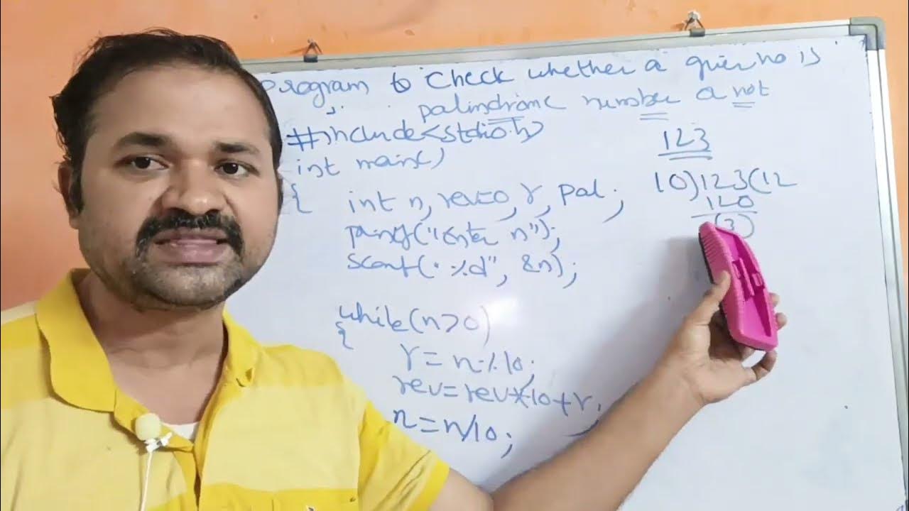 C program to check whether a given number is palindrome number or not in Telugu | C programming ...