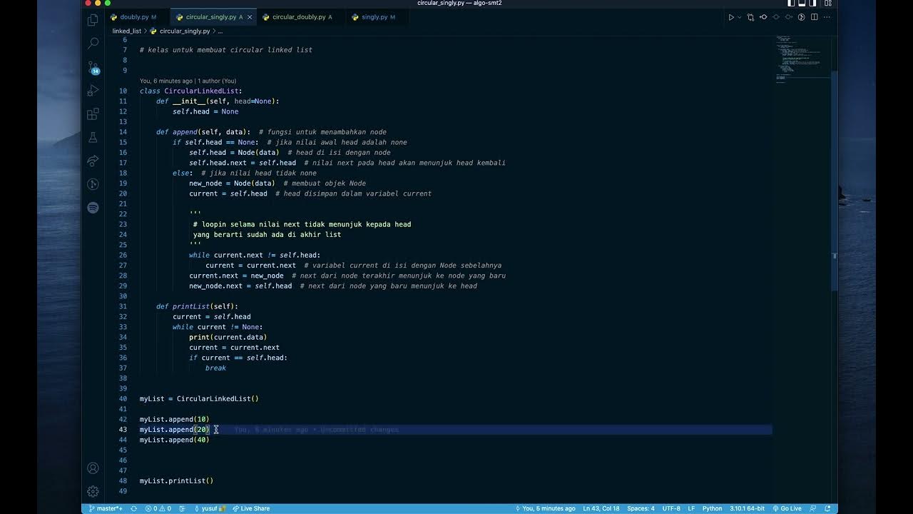 circular singly linked list python - YouTube