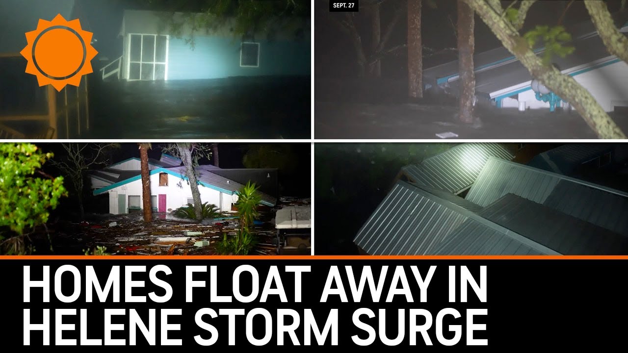 Homes Float Away in Hurricane Helene's Storm Surge - YouTube
