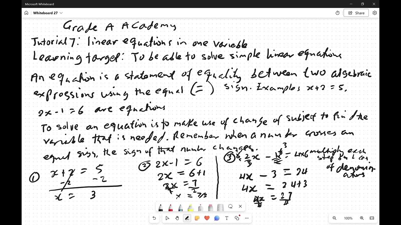 Linear equations part1 - YouTube