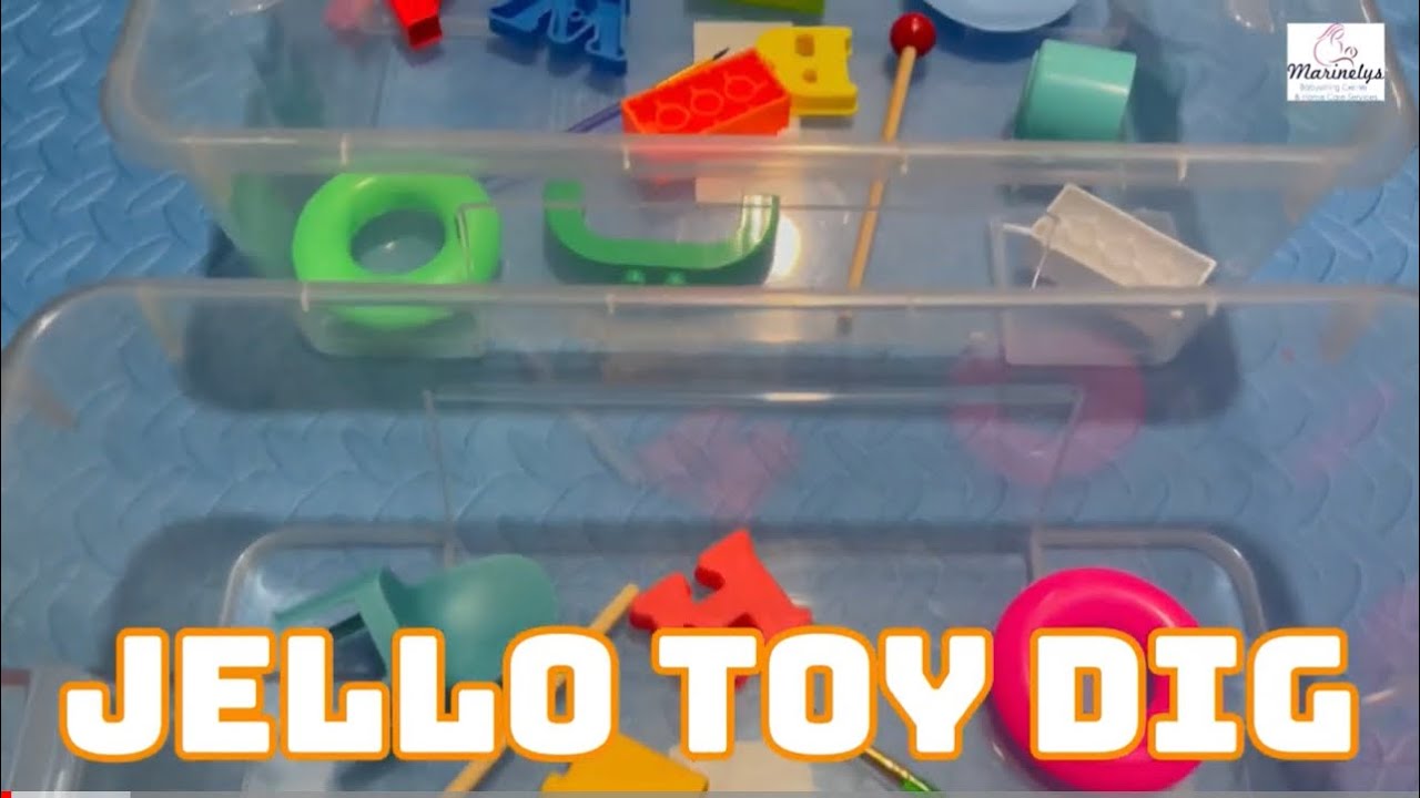 Jello toy dig - sensory play - YouTube