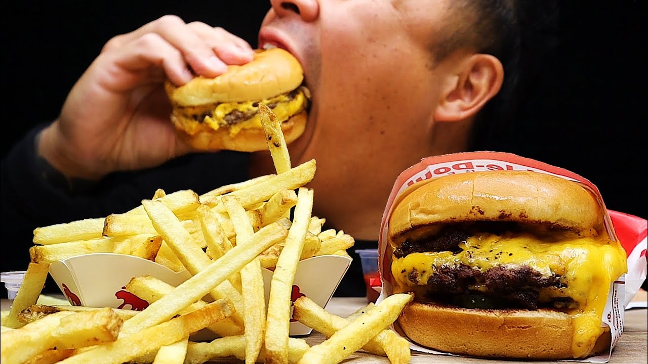 IN N OUT 3x3 THREE MEAT THREE CHEESE & FRIES ASMR - YouTube