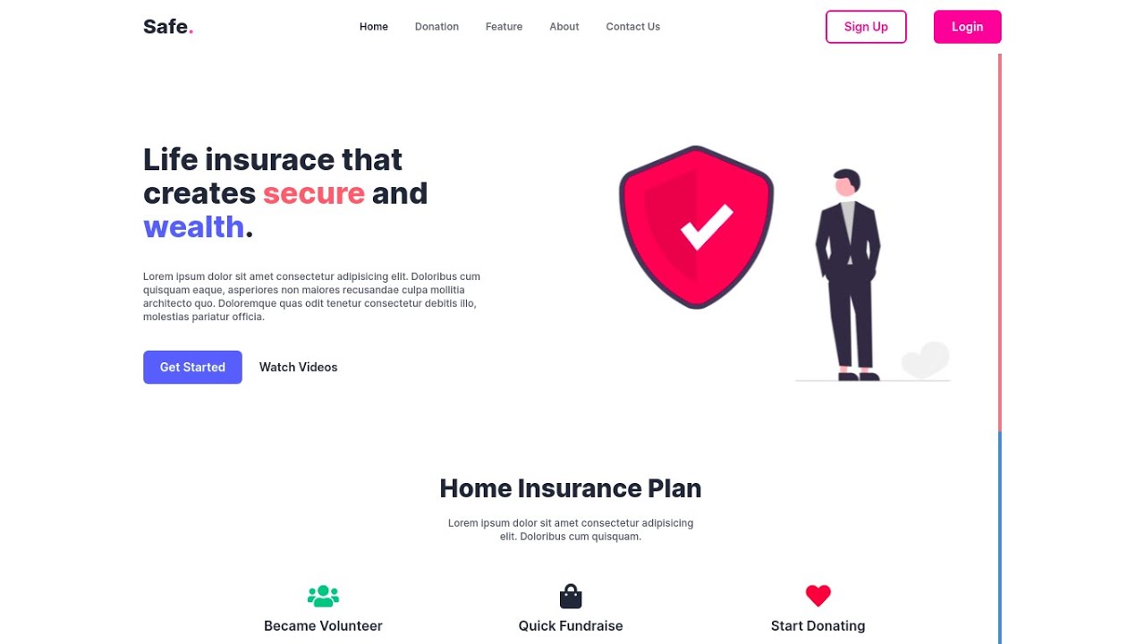 Complete Landing Page | UI Design | Life Insurance Landing Page | Using ...