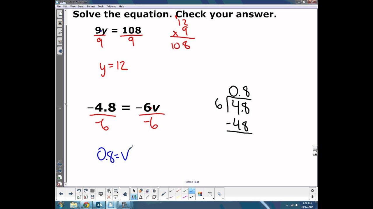 2.2 Equations Multiply and Divide - YouTube