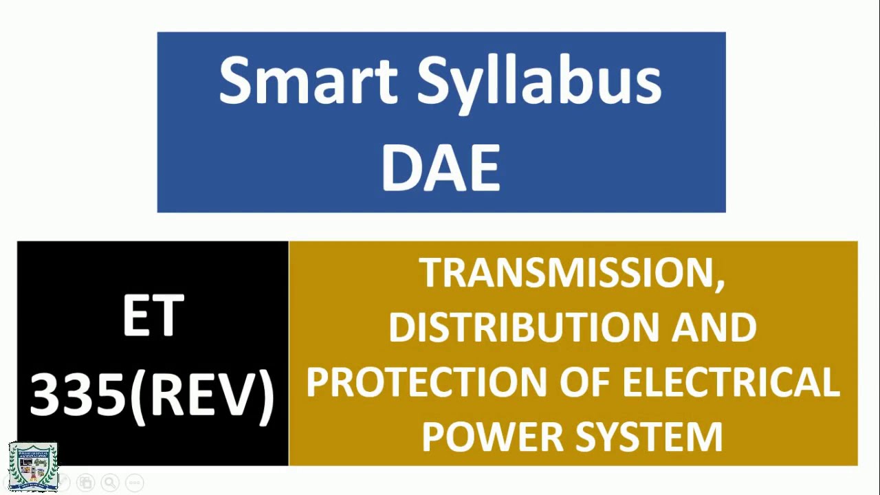ET-335 (REV) || Transmission, Distribution & Protection of Electrical ...