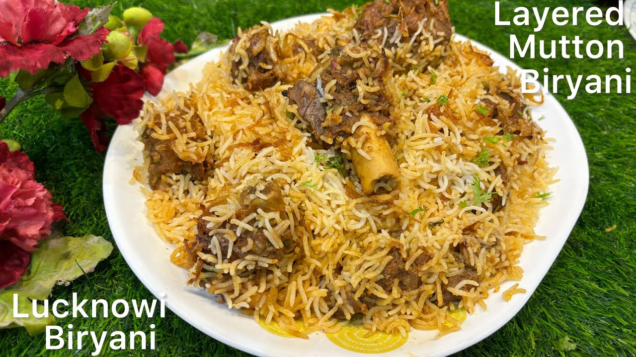 Awadhi Mutton Biryani/ Lucknowi Mutton Biryani/ Layered Mutton Biryani ...
