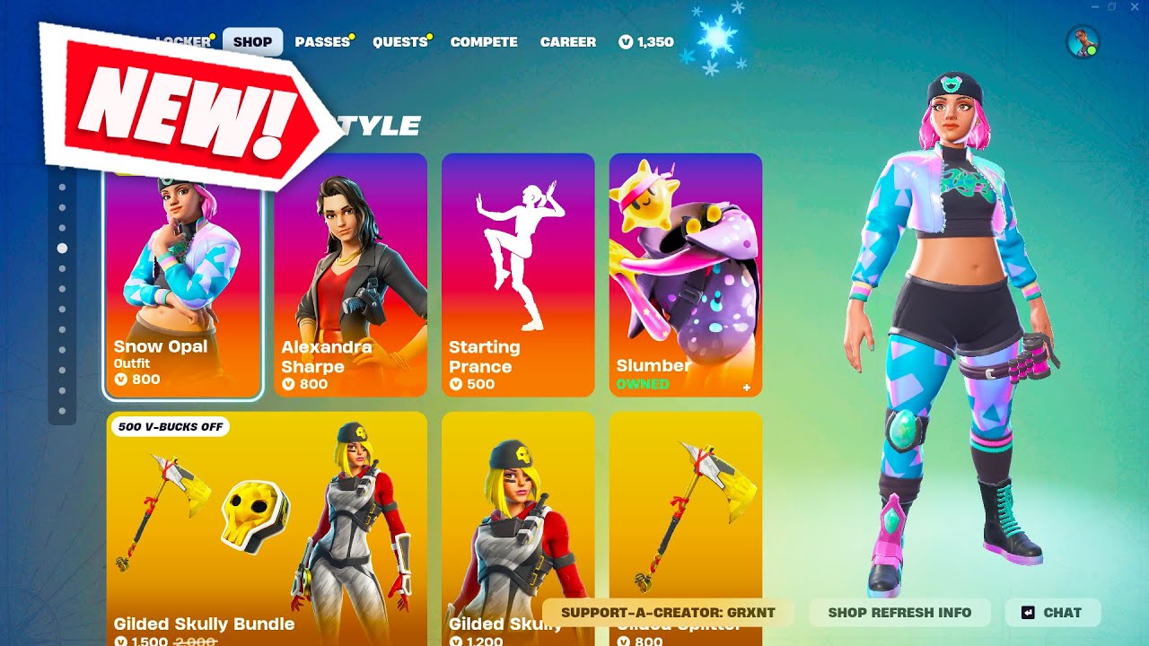 *NEW* FORTNITE SNOW OPAL ITEM SHOP! (Fortnite Item Shop Jan 2nd) - YouTube