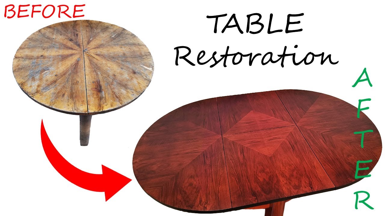 Full Table Renovation Finished In Walnut Veneer - YouTube