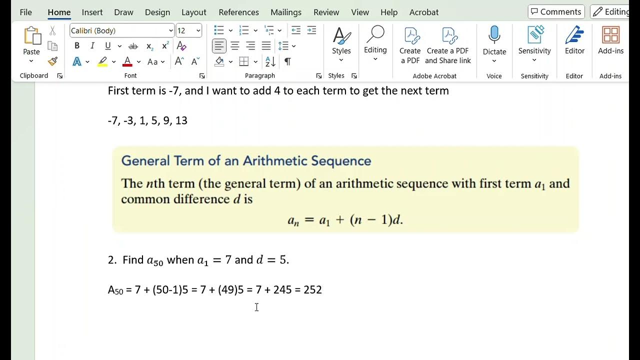 Section 8.2 Video: Finding Terms of an Arithmetic Sequence - YouTube