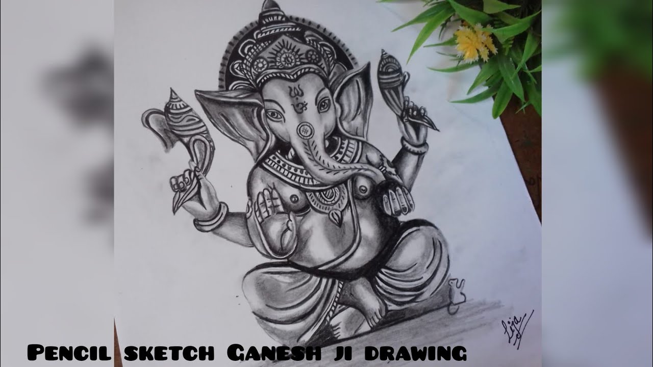 Ganesh chaturthi Ganesh drawing tutorial। realistic ganesh art। pencil ...