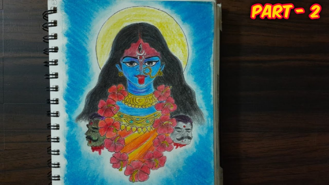 Maa Kali Drawing / Color Pencil Drawing Tutorial / Kali pujo Drawing ...