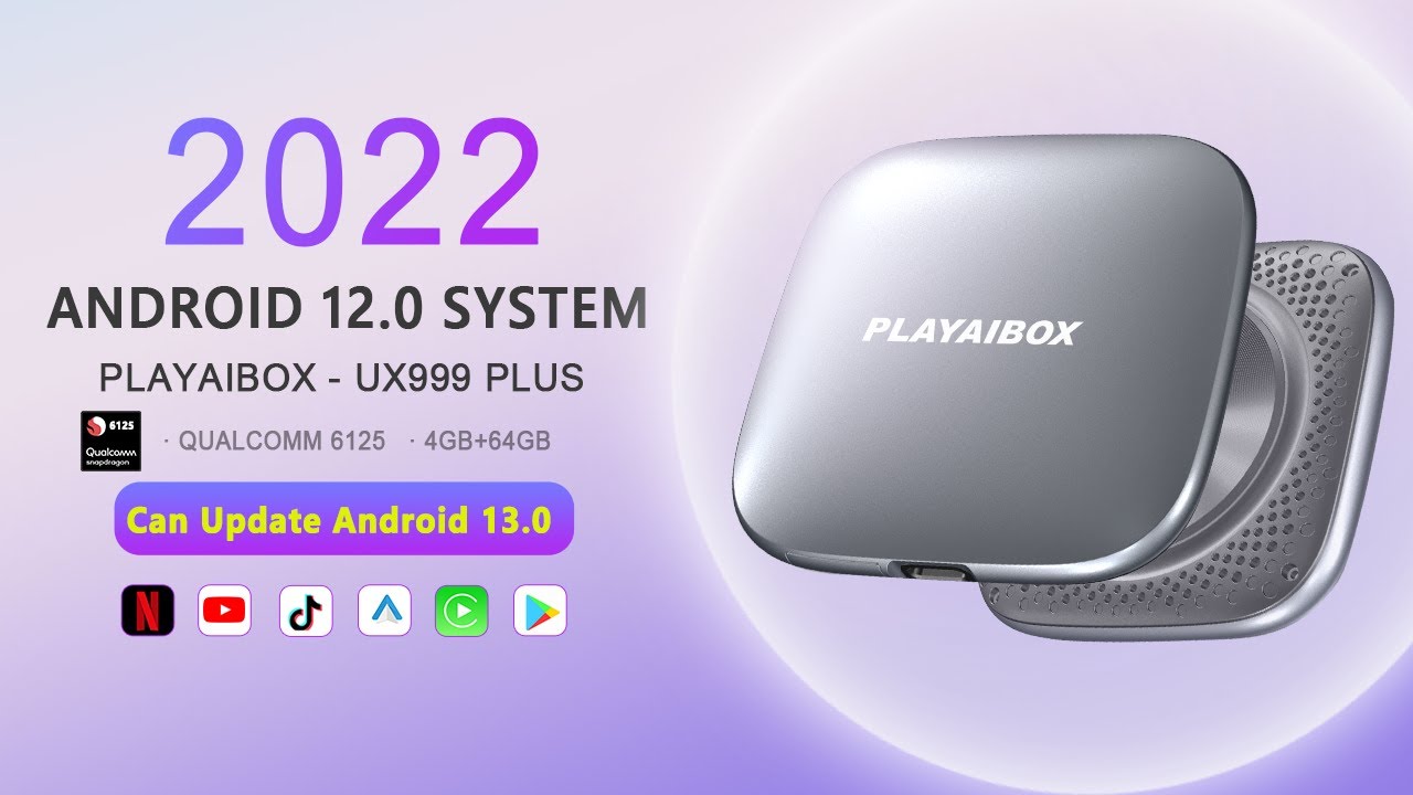 PLAYAIBOX UX999PLUS Android 12.0 System CarPlay Ai Box QCM6125 Support Update Android 13.0 ...