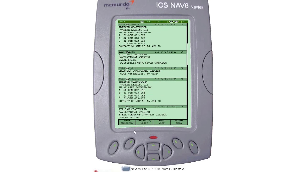NAVTEX - Scrolling the messagea, marking them as read, further ...
