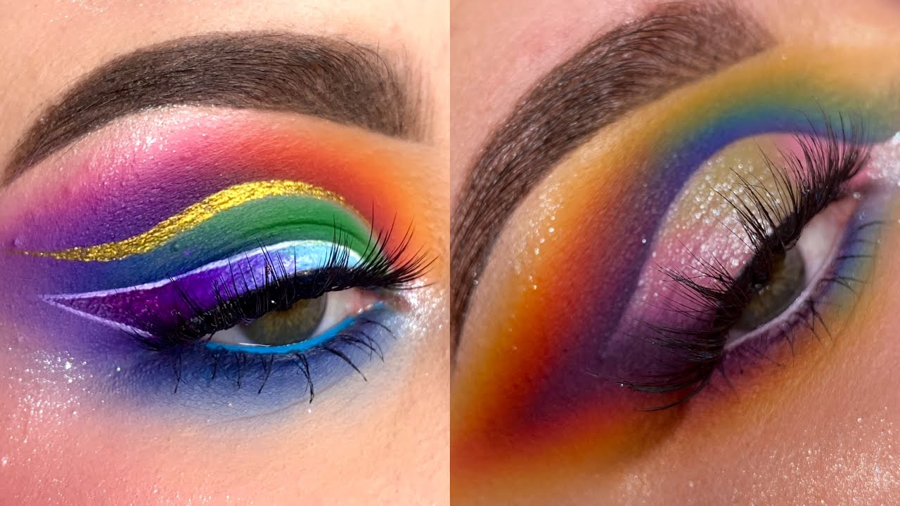 4 Rainbow Makeup Tutorials Compilation - YouTube