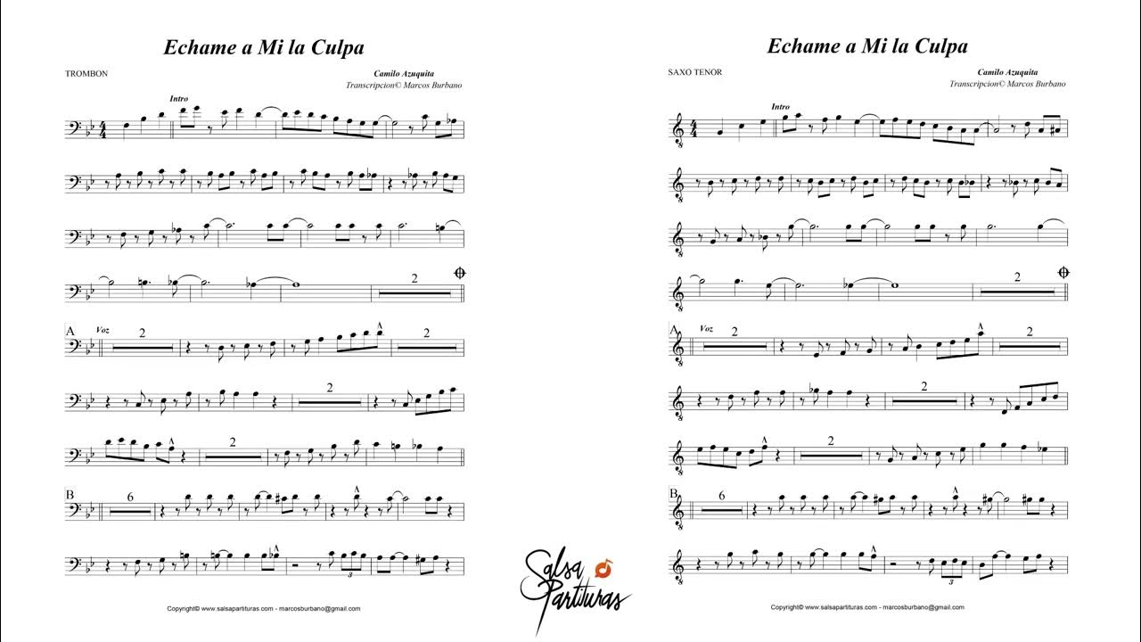 ECHAME LA CULPA (CAMILO AZUQUITA) Sheet Music for Orchestra (SALSA ...