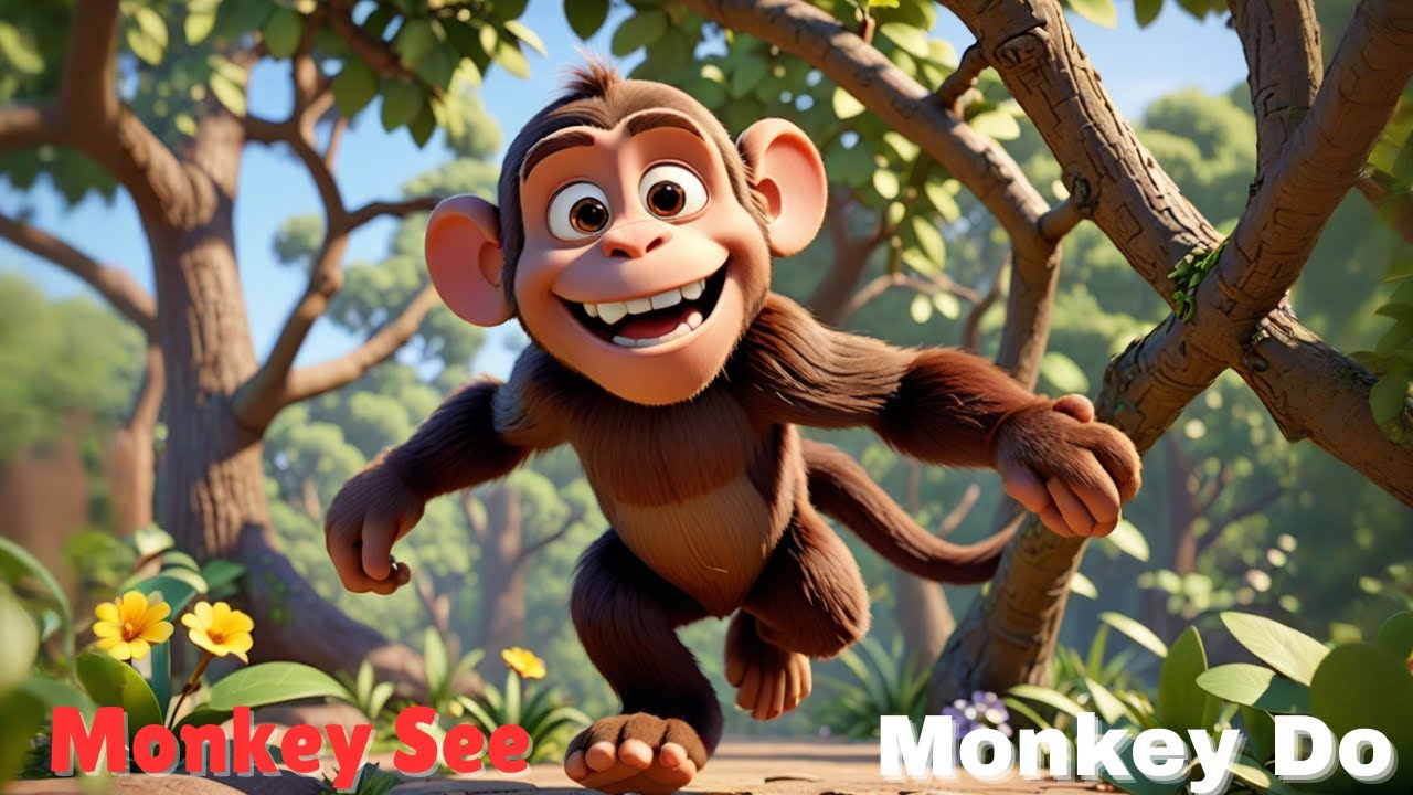 Monkey See, Monkey Do Fun Animals song | Nursery rhymes and kids song ...