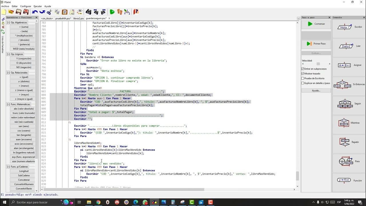 PseInt proyecto libreria - vectores - YouTube
