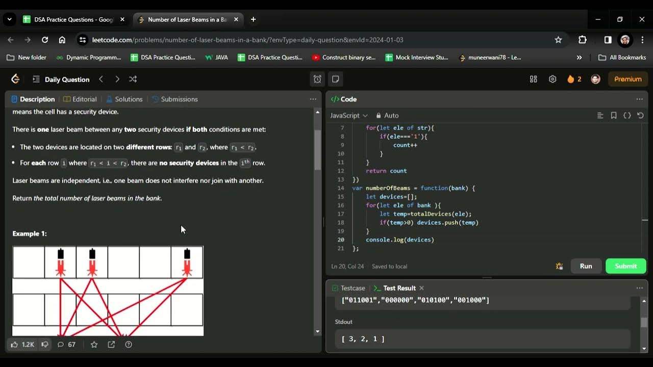 Number of Laser Beams in a Bank LeetCode 2125 - YouTube