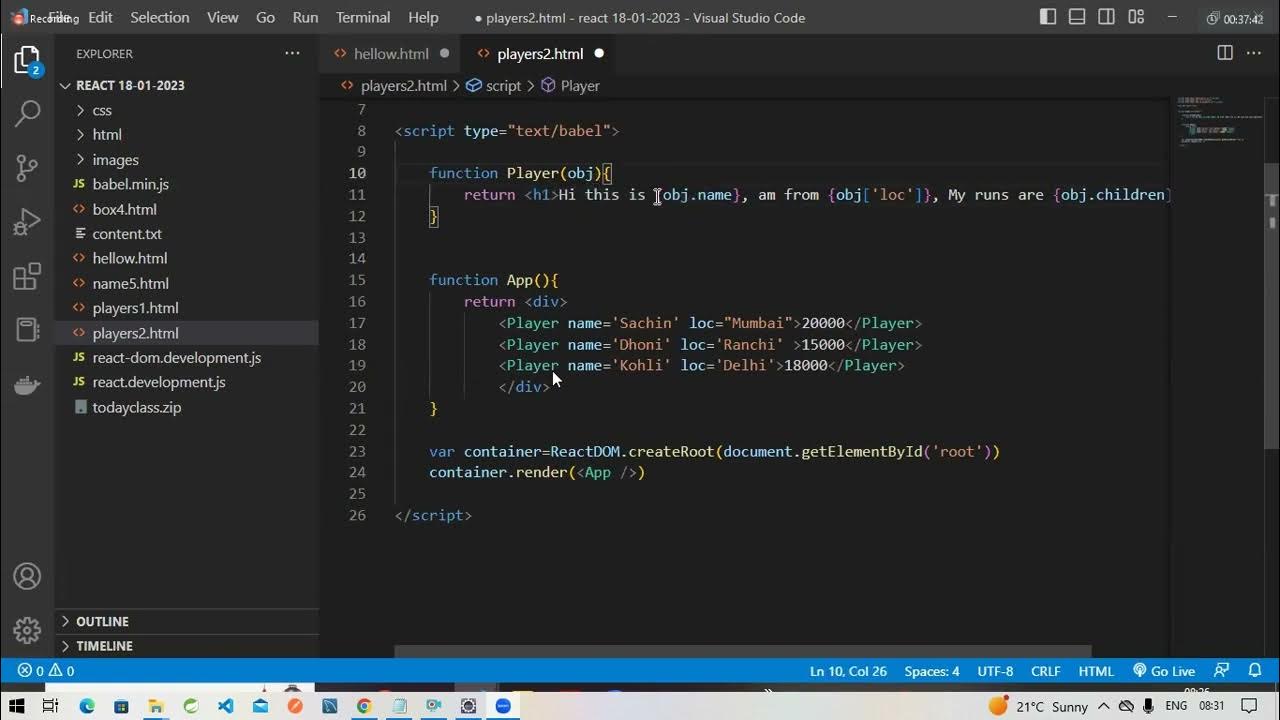React 23 funcational component - YouTube